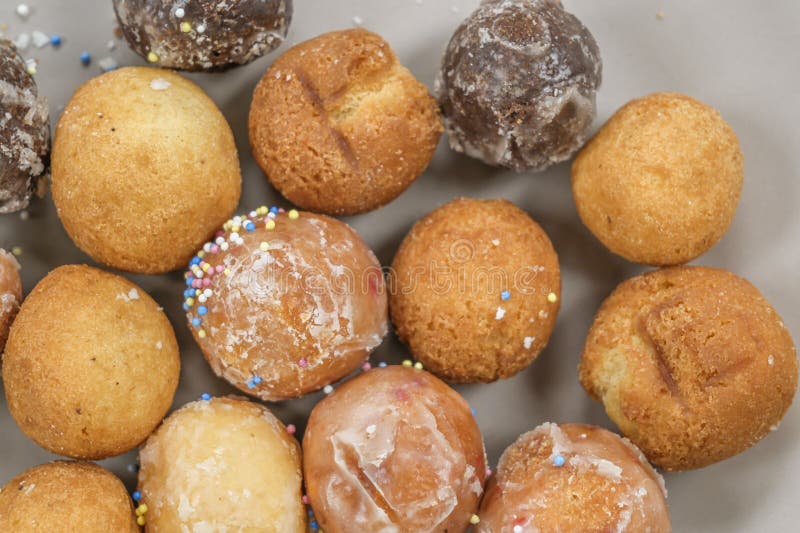 Set of Mini Size Bite Size Donuts Snack Stock Image - Image of dessert ...