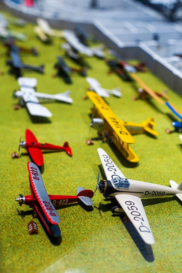 A Set of Miniature Aircraft Models on a Green Lawn Editorial Stock ...