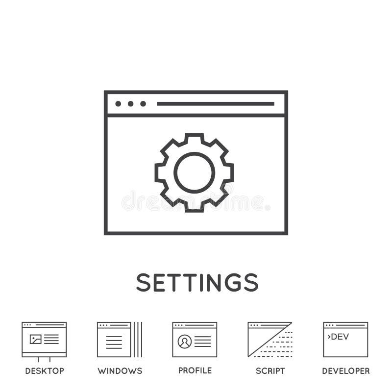 Set Of Minimal Browser Developing App And Coding Vector Line Icons Perfect Pixel Stock Vector 6204