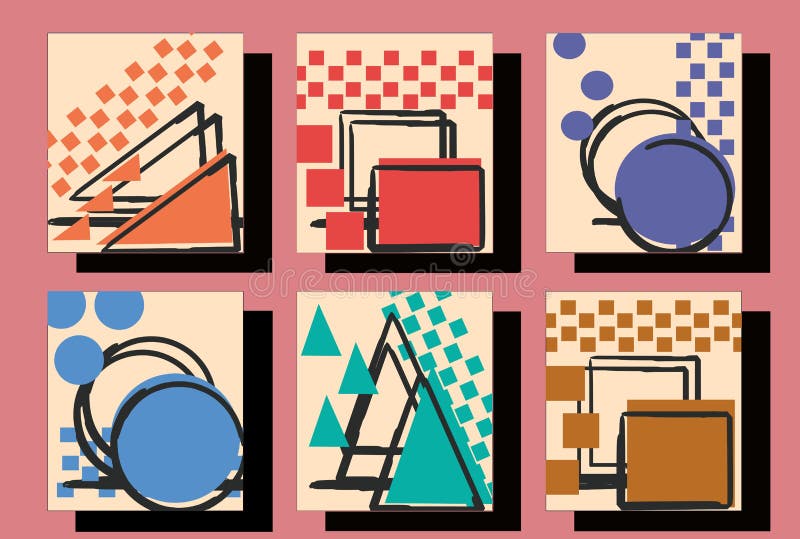 Set of 6 Minimal Geometric Design Posters, Circle, Triangle and ...