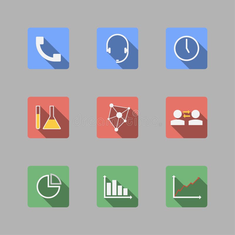 Minimal Style Colorful Technology Themed Icons Stock Vector ...