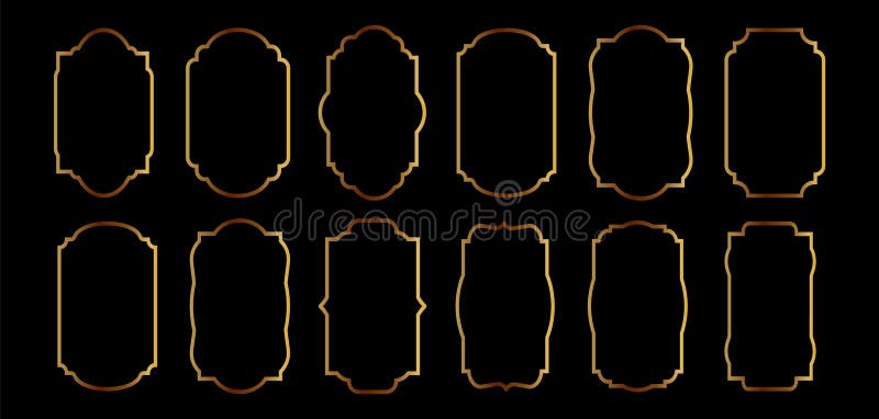 Set of Minimalism Golden Geometric Rectangle and Curve Frame Design ...
