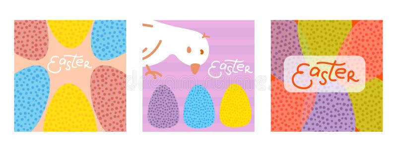 Set of Minimalist Easter Banners with Bright Colors and Abstract ...