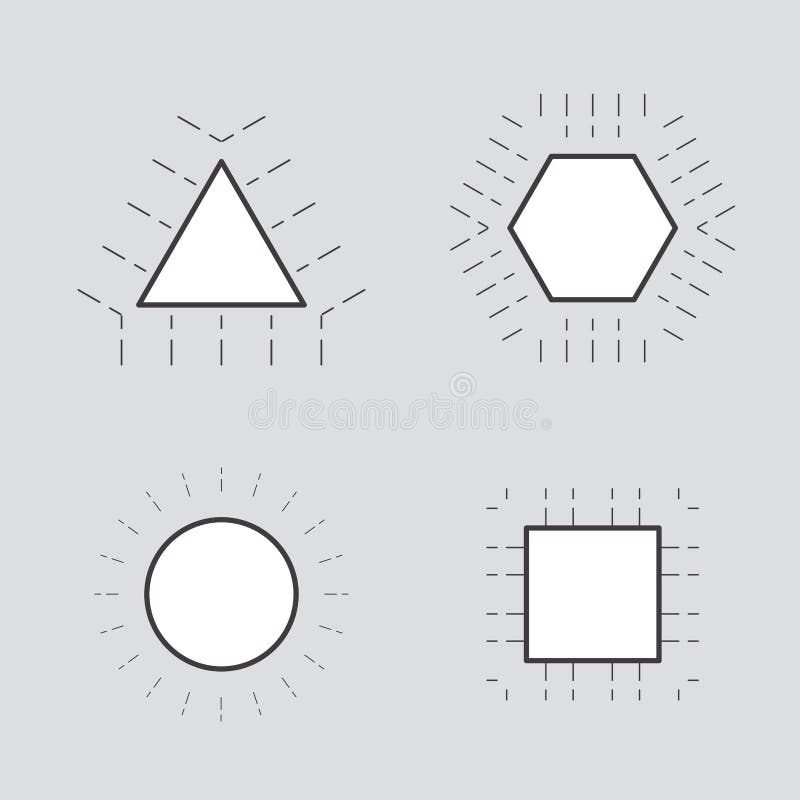 Set of Minimalist Geometric Lines Elements Stock Vector - Illustration ...