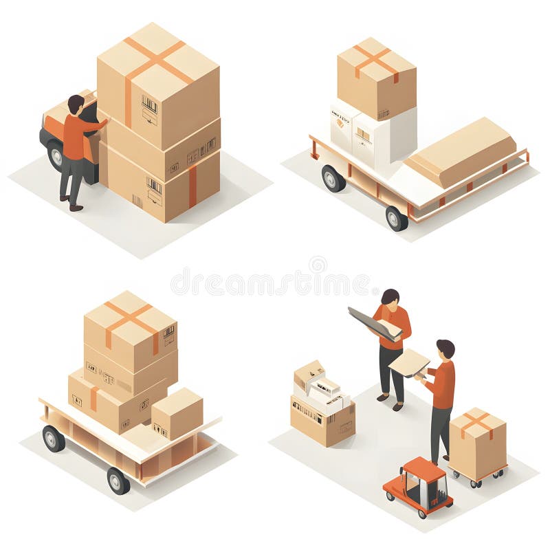 Set of Minimalist Illustrations Showing Order Placement, Processing and ...