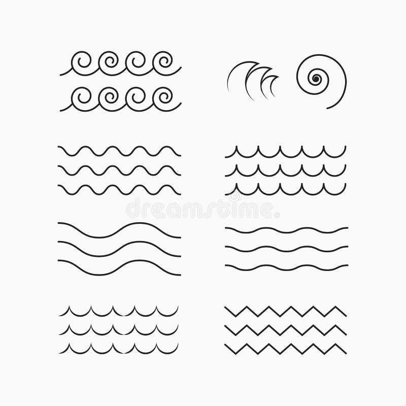 Set of Minimalist Line Art Wave Stock Vector - Illustration of ocean ...