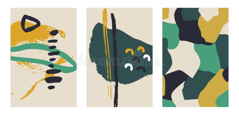 Set of Minimalist Posters with Abstract Rough Shapes Stock Vector ...
