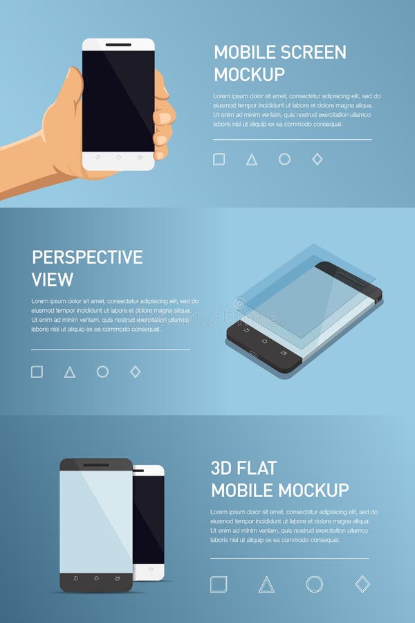 Set of Minimalistic 3d Isometric Illustration Cell Phone. Perspective ...