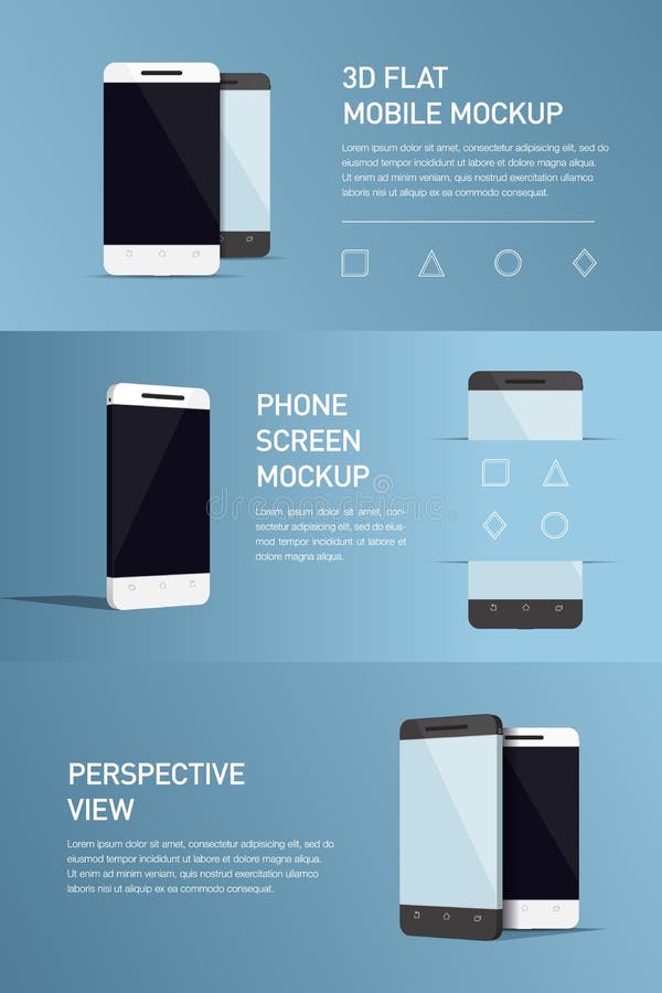 Set of Minimalistic 3d Isometric Illustration Cell Phone. Perspective ...