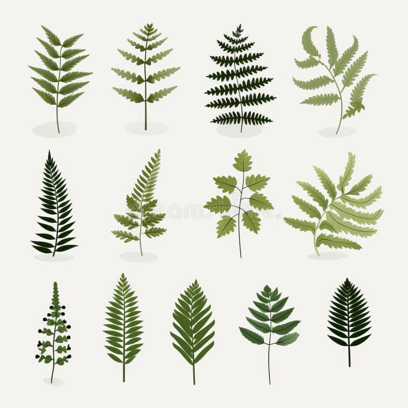 Minimalistic Fern Set Vector Svg Flat Animation Asset Stock ...