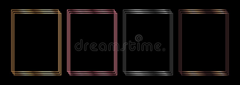 Set of Minimalistic Square Frames in Metallic Colors. Golden, Silver ...