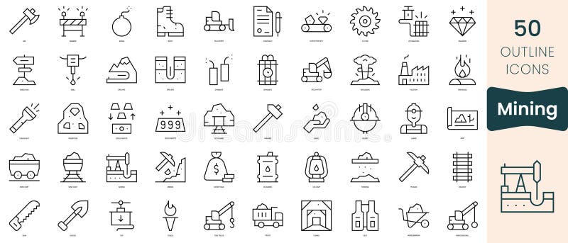 Set of Mining Icons. Thin Linear Style Icons Pack Stock Vector ...