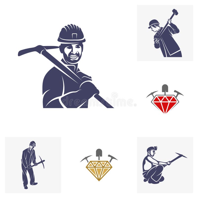 Set of Mining Logo Template. Stylish Vector Illustration Stock Vector ...