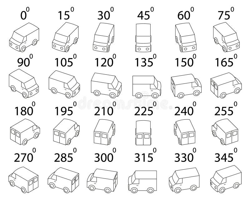 A Set of 24 Minivans from Different Angles. Stock Vector - Illustration ...