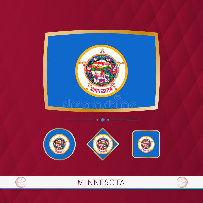 Set of Minnesota Flags with Gold Frame for Use at Sporting Events on a ...