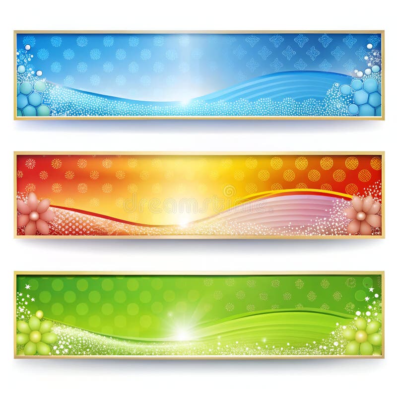 Set of Mixed Banners Isolated on White Background Stock Illustration ...