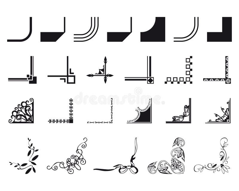 Set of Mixed Border Corners Stock Vector - Illustration of decorative ...