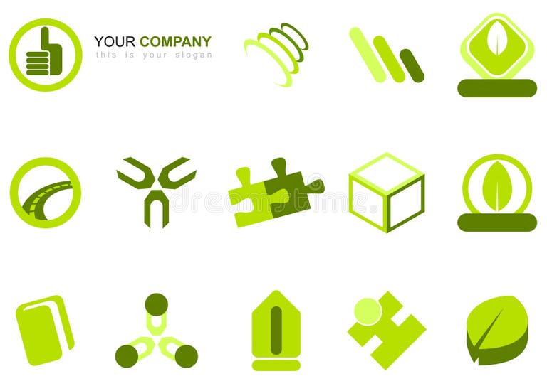 Set of mixed green icons stock vector. Illustration of drawings - 5575994