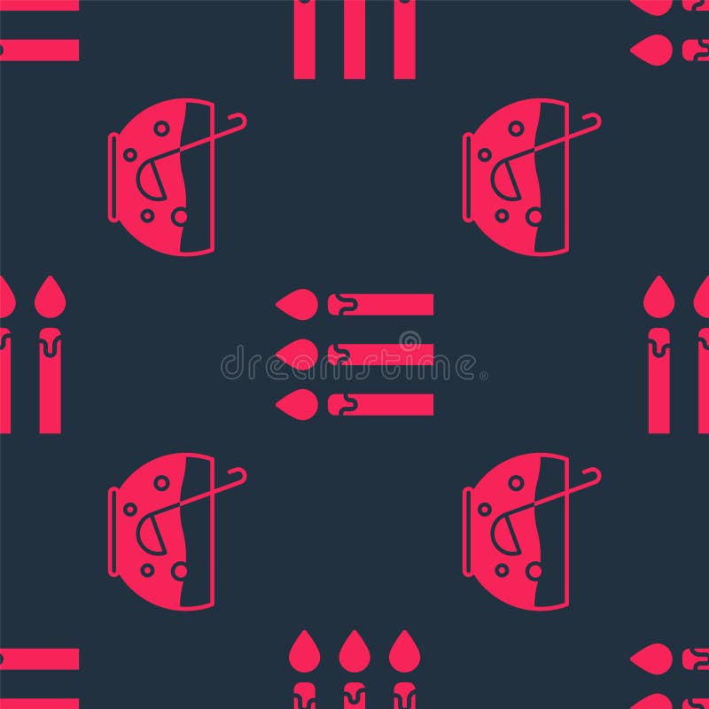 Set Mixed Punch in Bowl and Birthday Cake Candles on Seamless Pattern ...