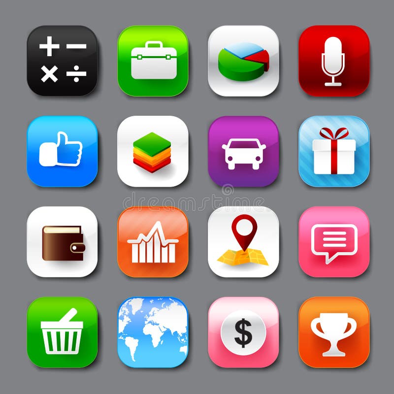Set of Mobile App and Social Media Icons Vector Eps10 Set 003 Stock ...