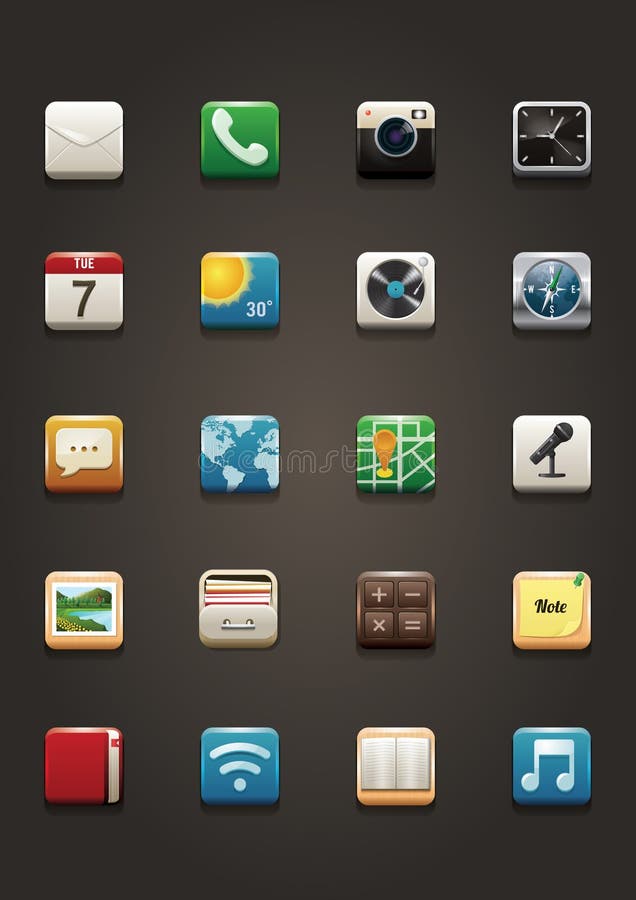 Set of Mobile Application Icons. Vector Illustration Decorative Design ...