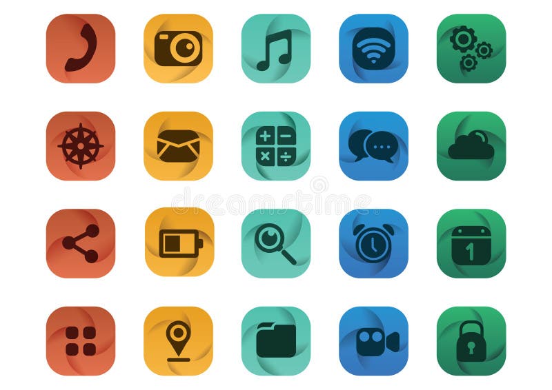 Set of Mobile Application Icons. Vector Illustration Decorative Design ...
