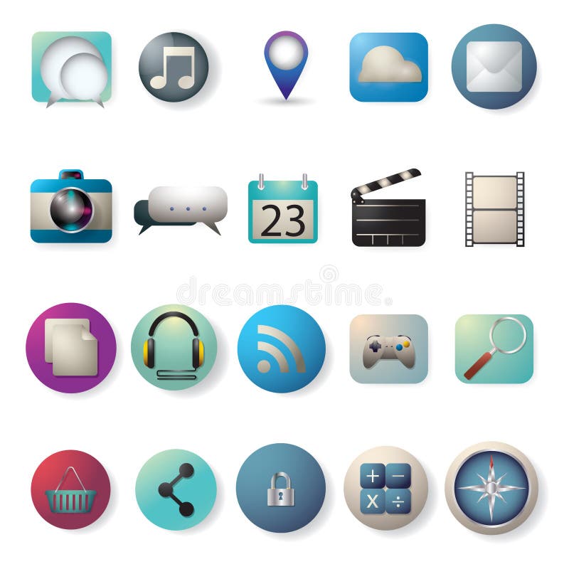 Set of Mobile Application Icons. Vector Illustration Decorative Design ...