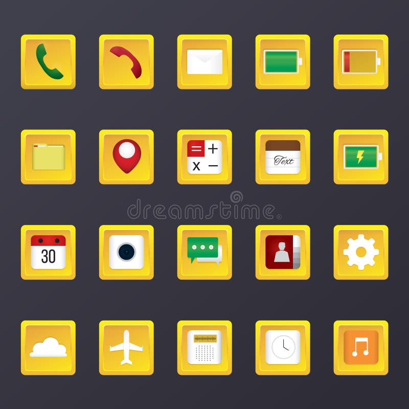 Set of Mobile Application Icons. Vector Illustration Decorative Design ...