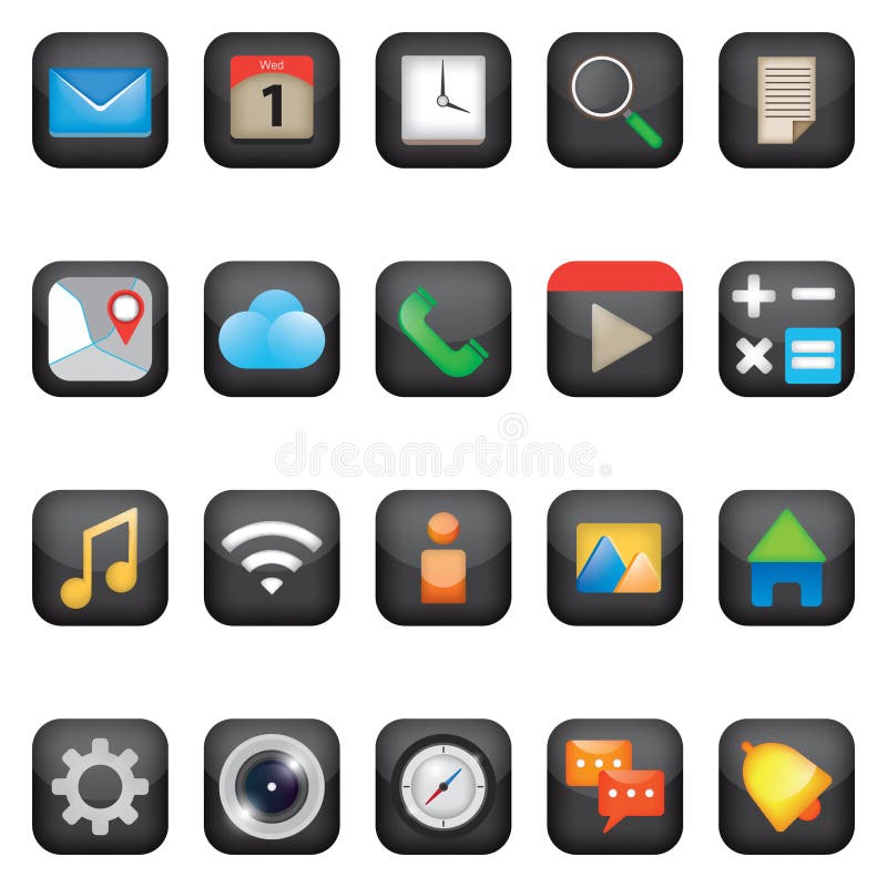 Set of Mobile Application Icons. Vector Illustration Decorative Design ...
