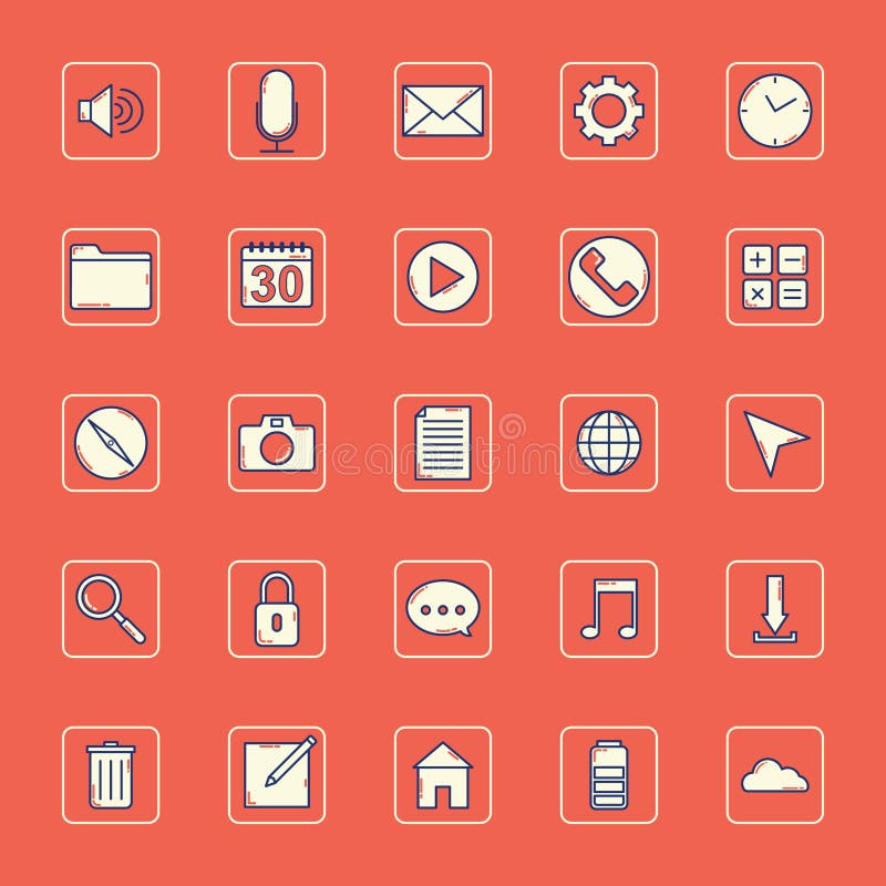 Set of Mobile Application Icons. Vector Illustration Decorative Design ...