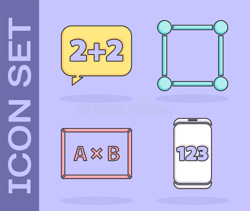 Set Mobile Calculator Interface, Equation Solution, Chalkboard and ...