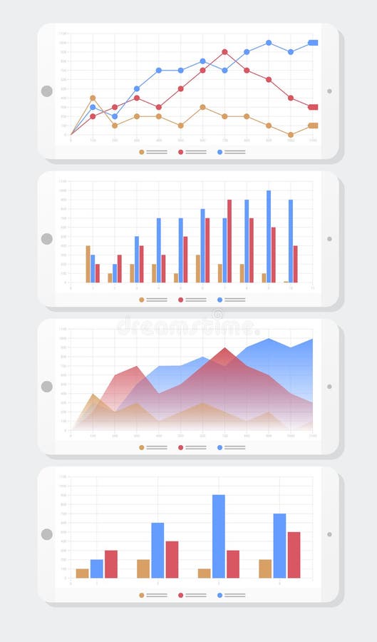 Mobile Charts UI. Phone Screen with Dashboard Analytics, Diagrams and ...