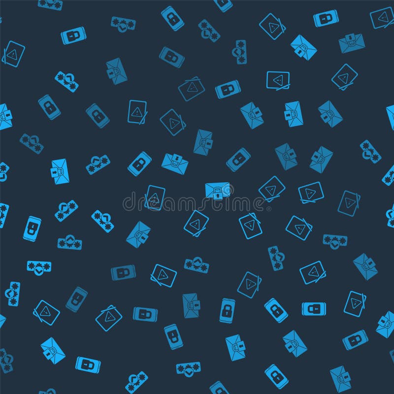 Set Mobile with Closed Padlock, Tablet Exclamation Mark, Mail Message ...