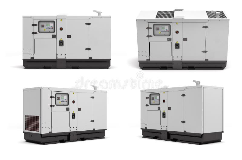 Set of Mobile Diesel Generator for Emergency Electric Power 3d Render ...