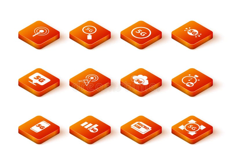 Set Mobile with 5G Network, Location, Antenna, Micro Sim Card, Cloud ...