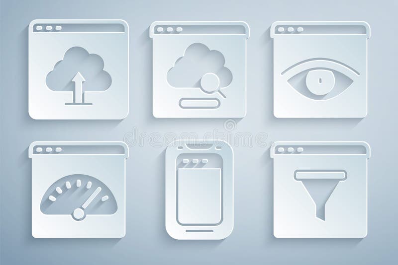 Set Mobile Phone, Browser Incognito Window, Digital Speed Meter, Cloud Technology Data Transfer ...