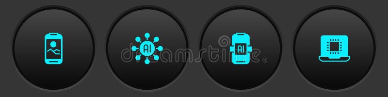 Set Mobile Phone, Neural Network, Artificial Intelligence AI and ... Set Mobile Phone, Neural Network, Artificial Intelligence AI and ...