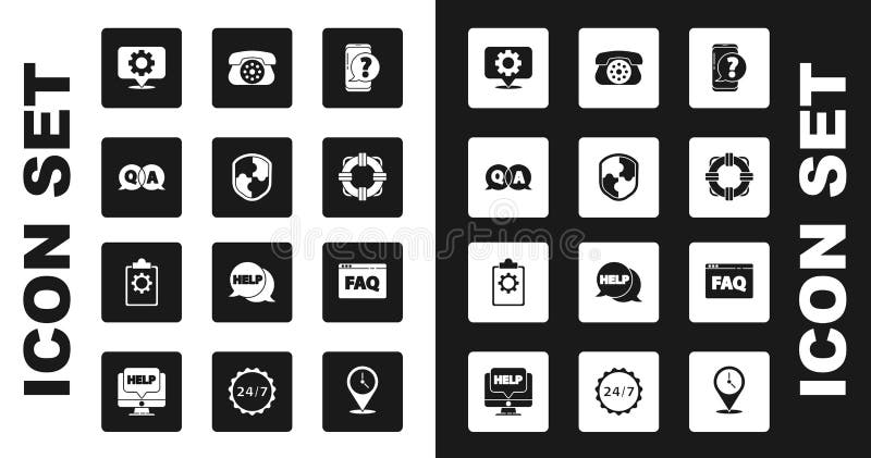 Set Mobile Phone with Question, Shield, Question and Answer, Location ...