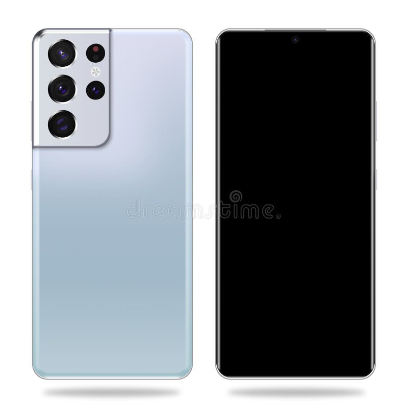 Set of Mobile Phones Mockups Isolated Background, Front and Back View ...