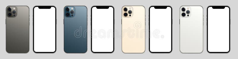 Set of Mobile Phones Mockups Isolated Background, Front and Back View ...