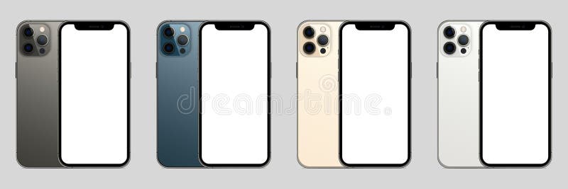 Set of Mobile Phones Mockups Isolated Background, Front and Back View ...