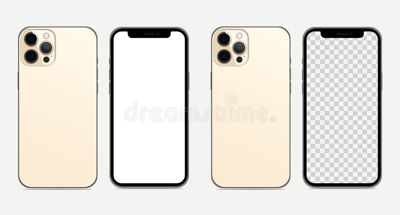 Set of Mobile Phones Mockups Isolated Background, Front and Back View ...