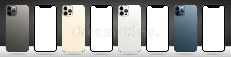 Set of Mobile Phones Mockups Isolated, Front and Back View. Vector ...