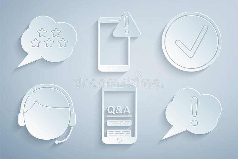 Set Mobile Question and Exclamation, Check Mark in Circle, Man with ...