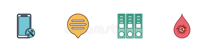 Set Mobile Service, Speech Bubble Chat, Office Folders and Dirty Water ...