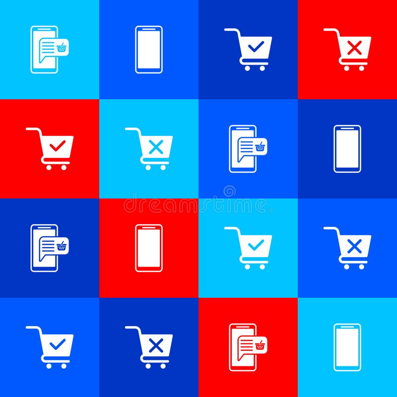 Set Mobile and Shopping Basket, Smartphone, Mobile Phone, Shopping Cart ...