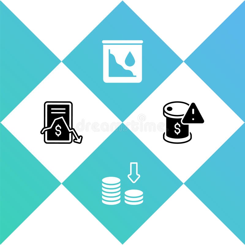 Set Mobile Stock Trading, Dollar Rate Decrease, Drop Crude Oil Price and Icon. Vector Stock ...