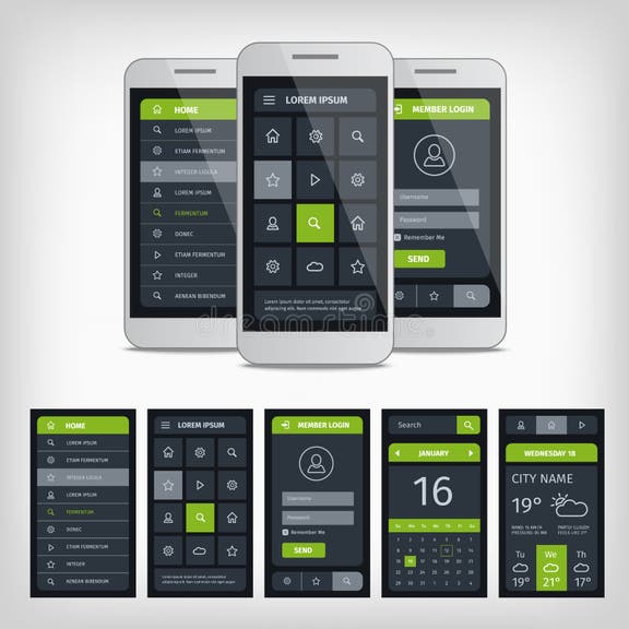 Set of Mobile User Application Interface Template Stock Vector ...