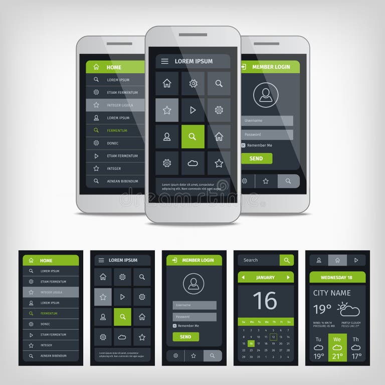 Set of Mobile User Application Interface Template Stock Vector ...