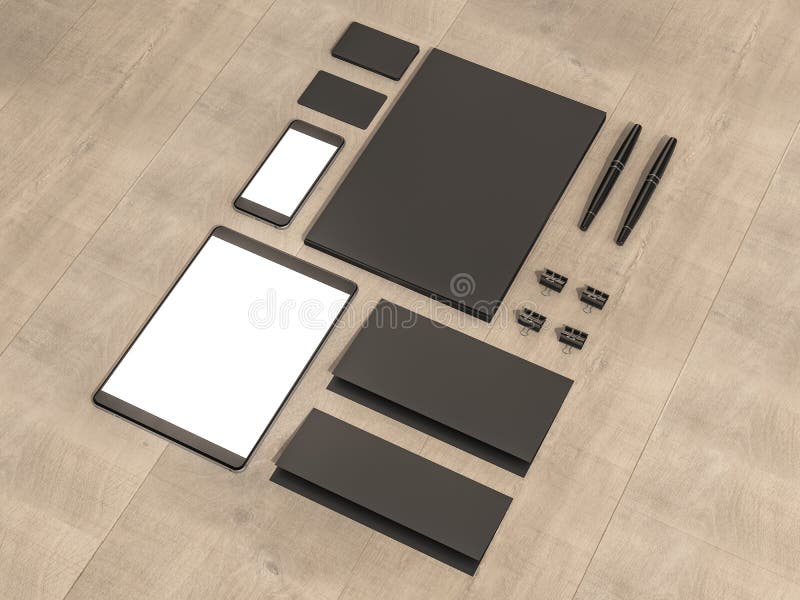 Set of Mockup Elements on the Wood Table. Mockup Business Template ...